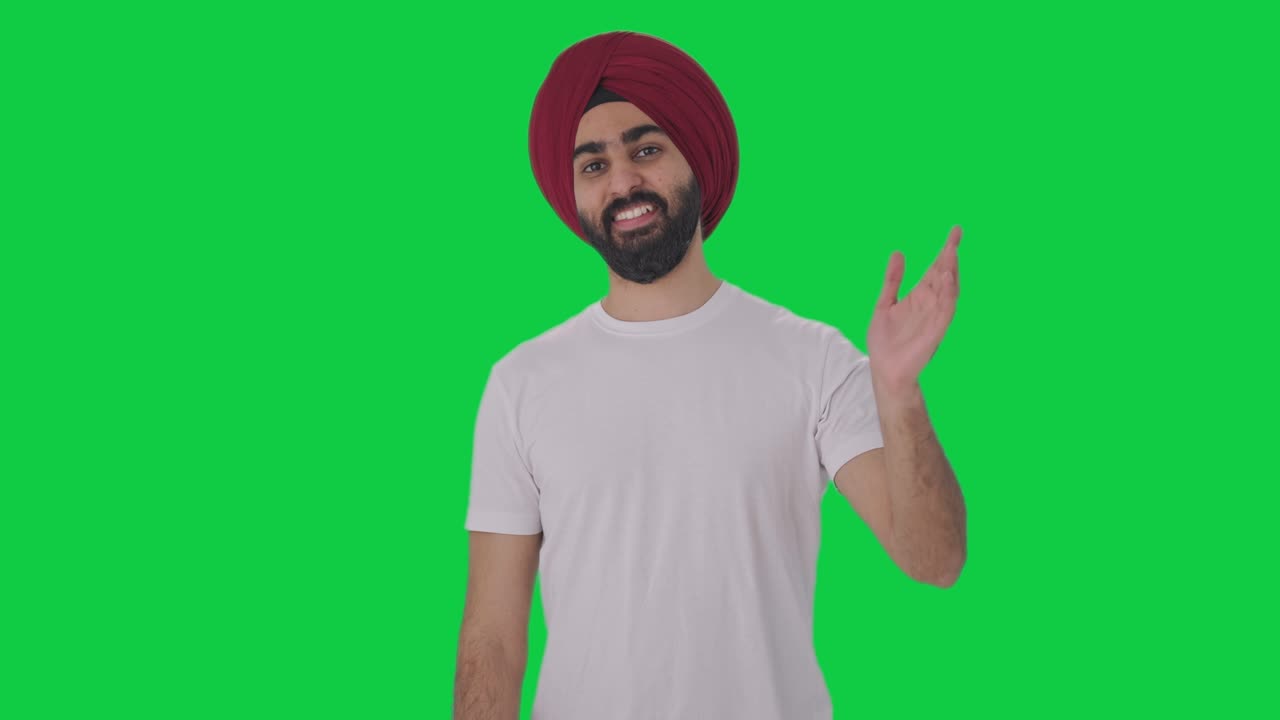 Happy Sikh Indian Man Saying Hello Green Screen Free Stock Video ...