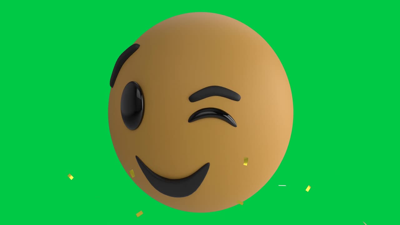 Premium stock video - Animation of confetti falling over winking emoji ...