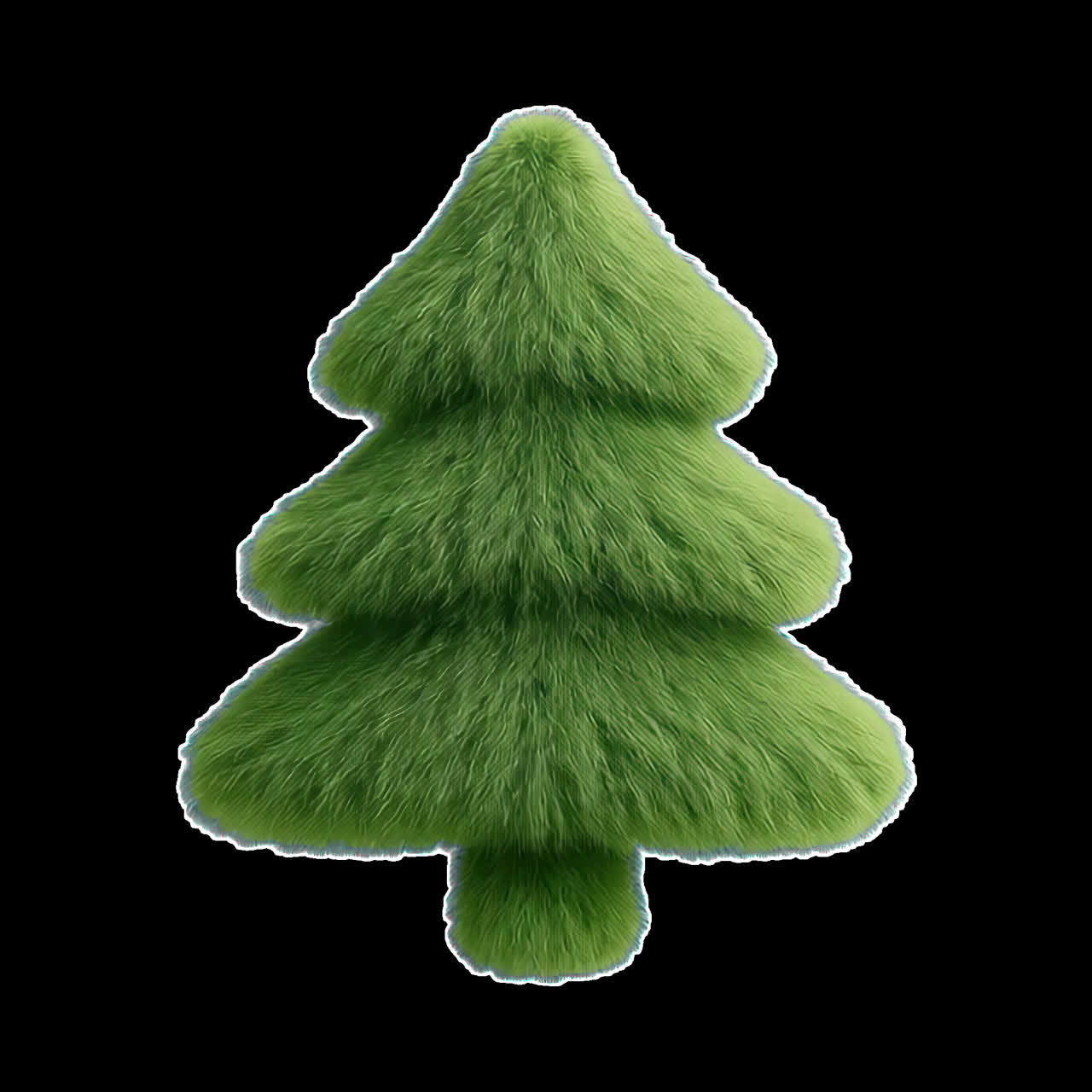 Furry green tree illustration animation isolated asset, transparent 4K ...