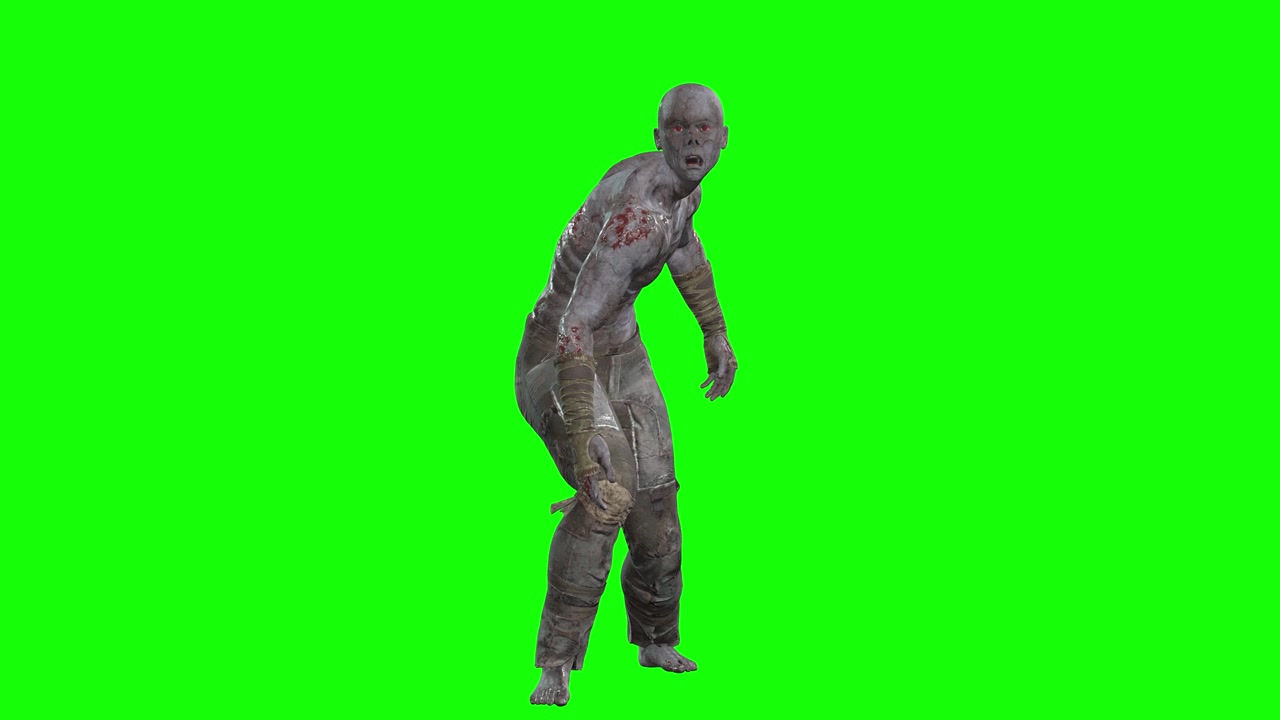 Premium stock video - 3d male zombie walk slowly on green screen ...