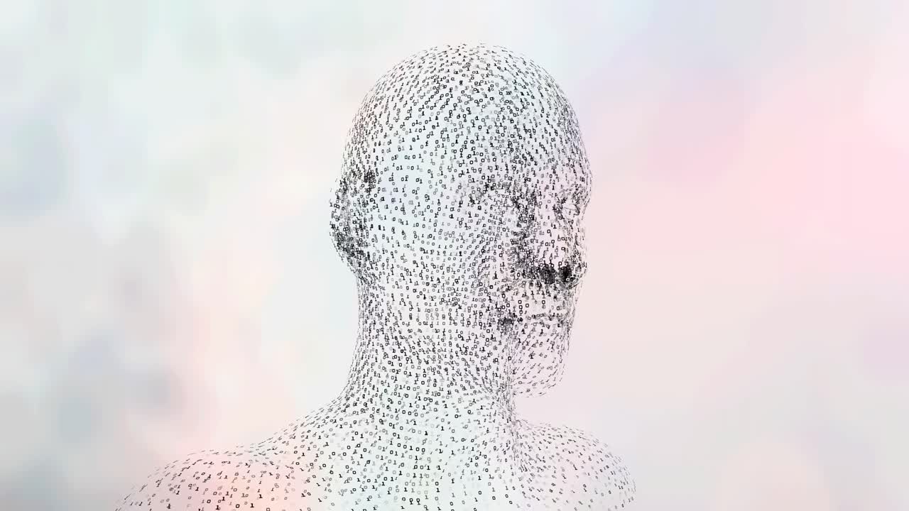Premium stock video - Digital animation of human face model spinning ...