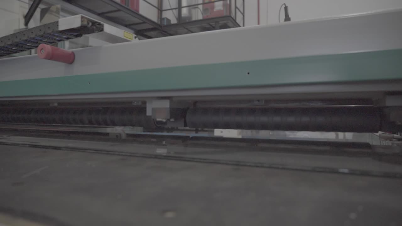 Premium stock video - Cnc machine cut float glass work