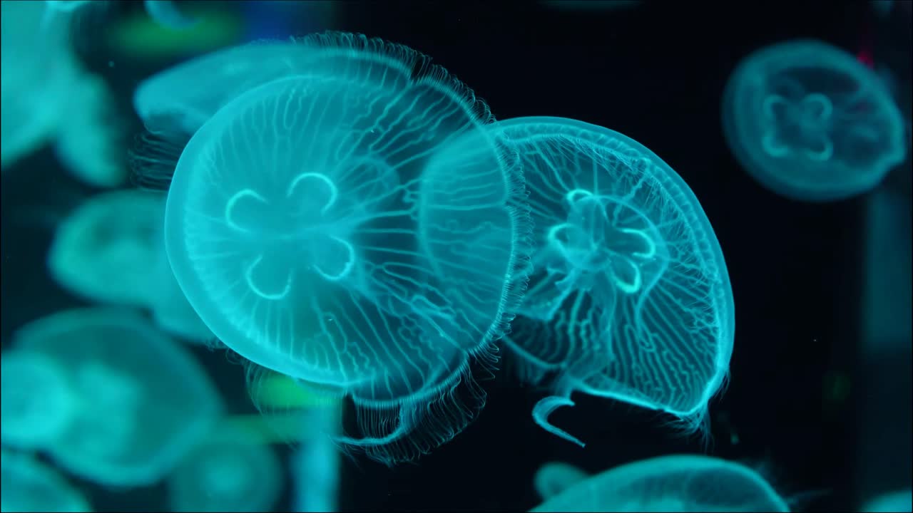 Multiple Colorful Jellyfish In Aquarium Free Stock Video Footage ...