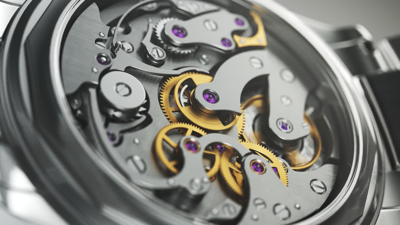 Closeup On The Luxury Watch With Working Gears And Mechanism Visible ...
