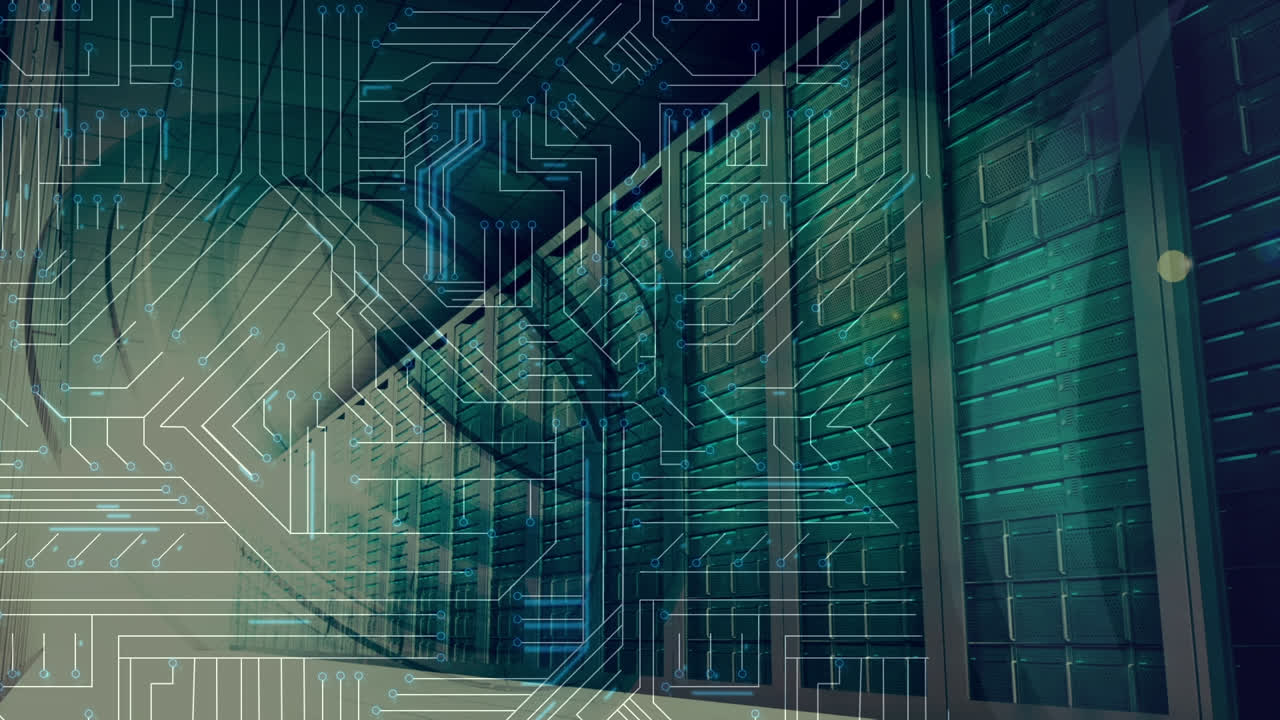 Premium stock video - Animation of round scanner and microprocessor connections over empty ...