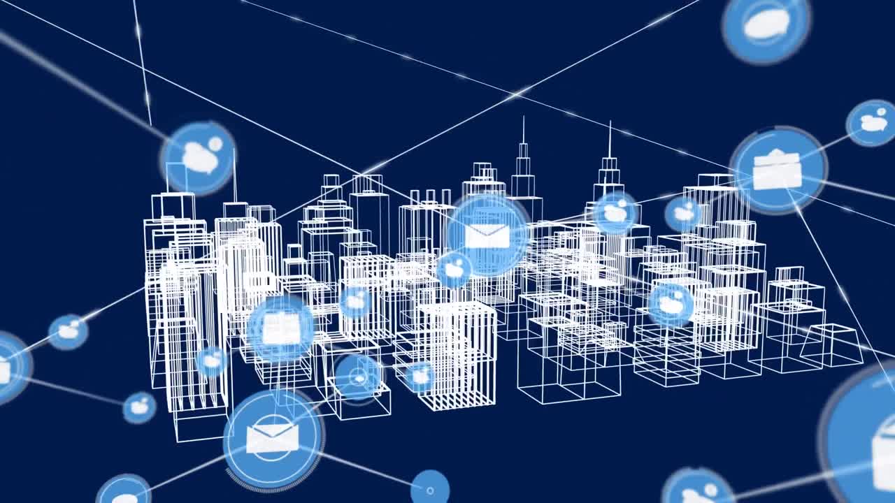 Premium stock video - Animation of network of connections with icons ...