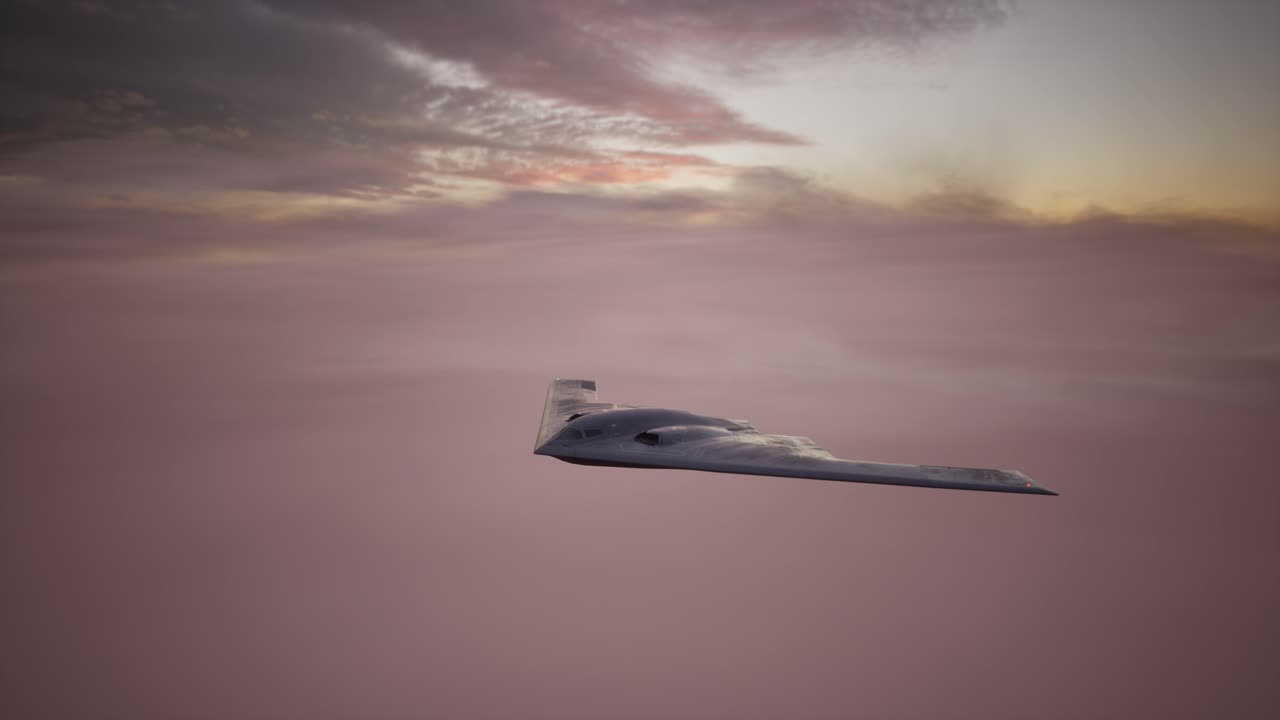 Stealth Bomber Flying At Sunset | Premium Stock Video Footage
