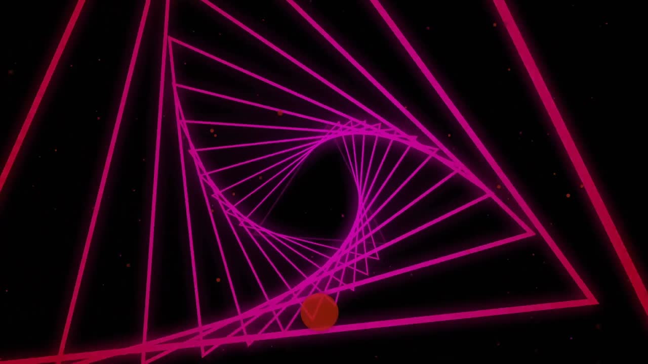 Triangle Shapes Spinning In Seamless Motion Against Pink Dots Floating ...