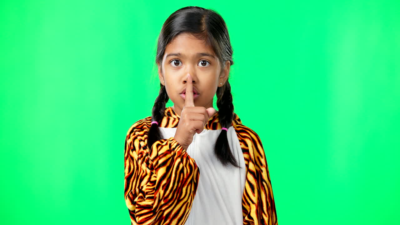 Secret, Green Screen And Face Of A Kid In Studio Free Stock Video ...