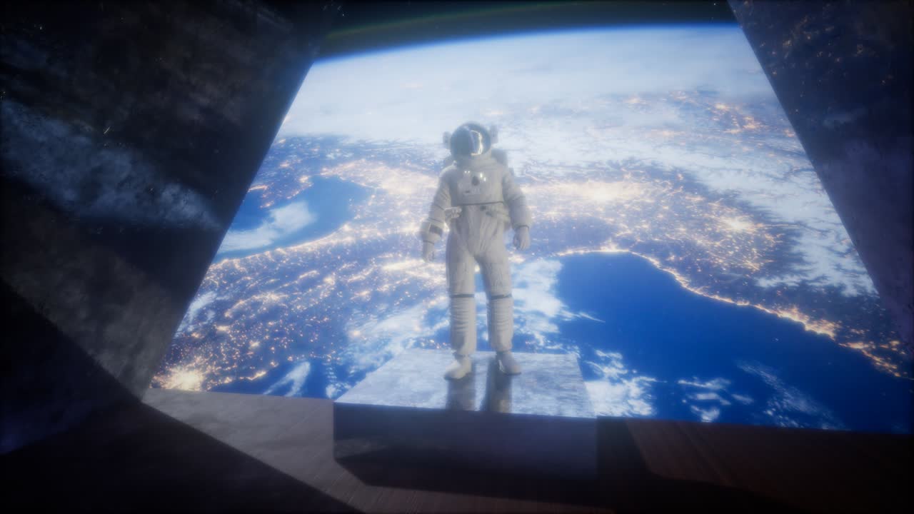 Astronaut on the space observatory station near Earth | Premium Stock ...