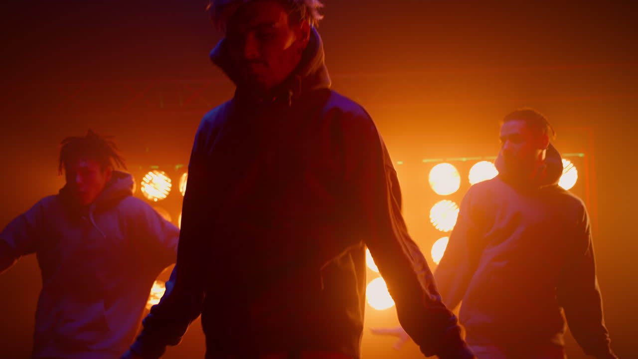 Premium stock video - Breakdance guys band performing in nightclub. men ...