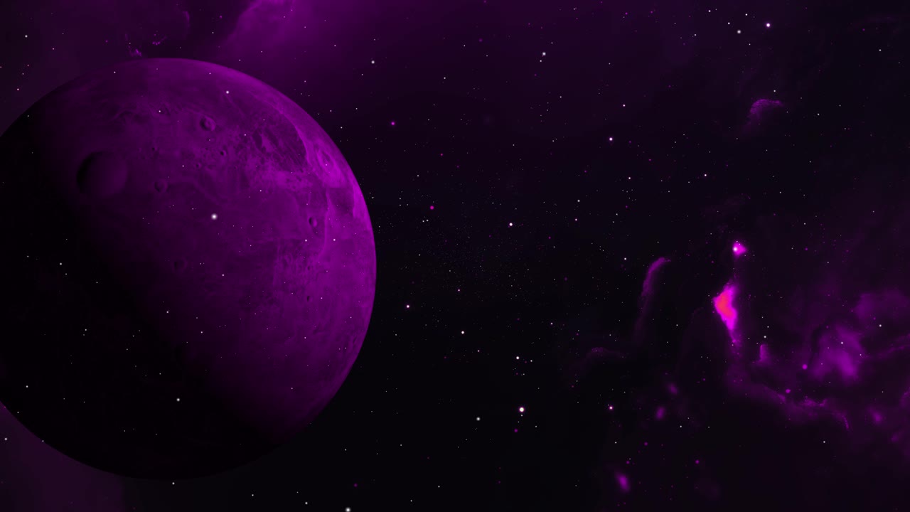 Premium stock video - Purple planets and nebulae in the cosmic universe