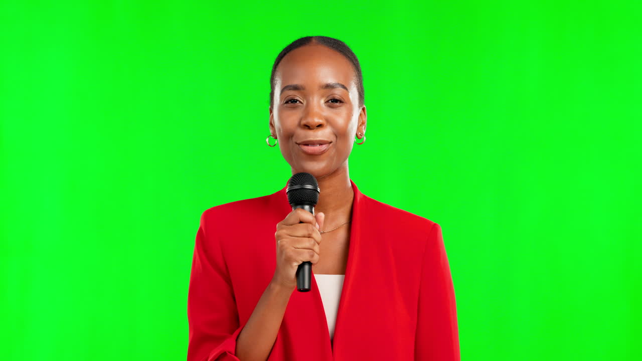 Black Woman, News Or Tv Reporter On Green Screen Free Stock Video ...