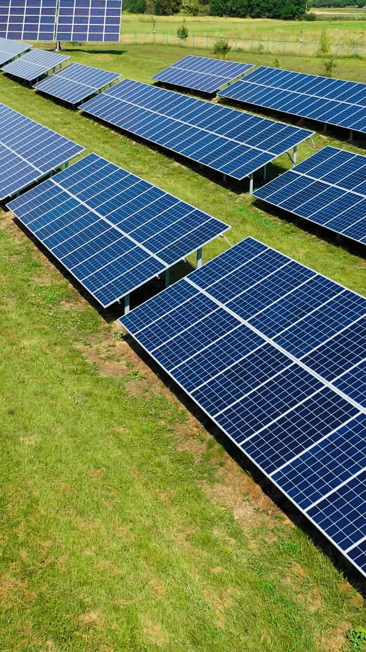 Aerial view. Top view on blue solar pannels. Green energy. Pannels in ...