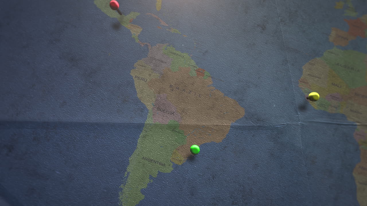 World map with point of visit Premium Stock Video Footage