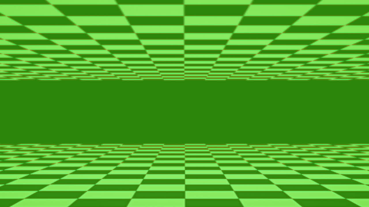 green checkerboard squares moving at the top and bottom of a green ...