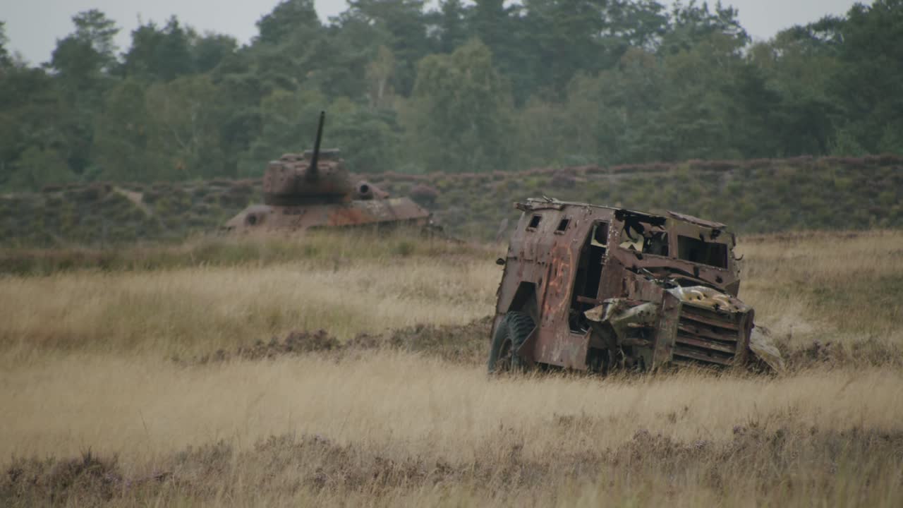 Some old WW2 tanks in the british military training area Senne in ...