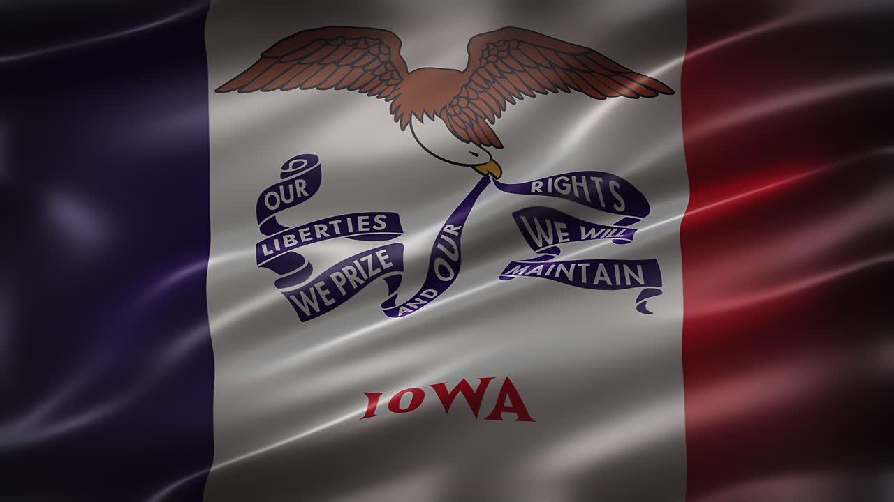 Premium stock video - The flag of the state of iowa, font view, full ...