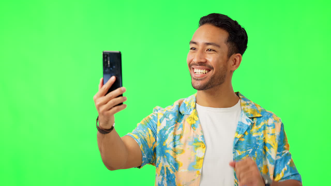 Hello, Video Call And Man In Green Screen Studio Free Stock Video ...