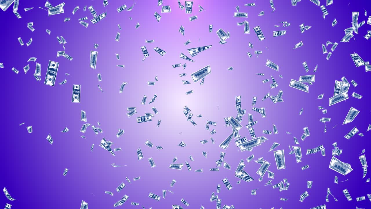 Money rain 3d background in 4k animation of 100 dollar bills falling on ...