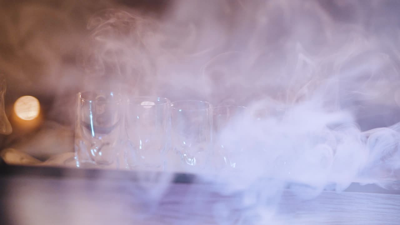 Dry Ice Smoking Shot Glasses Free Stock Video Footage Download Clips