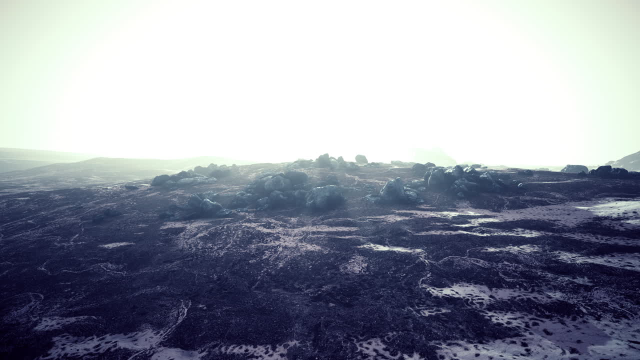 Premium stock video - Foggy mountain landscape with snow cornice over ...