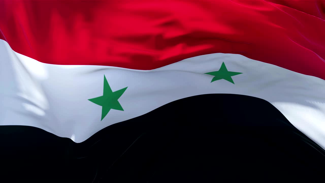 Syria Flag in Slow Motion Classic Flag Smooth blowing in the wind on a ...
