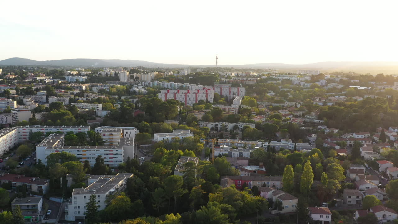 Free stock video - Sunset over montpellier residential green trees area ...