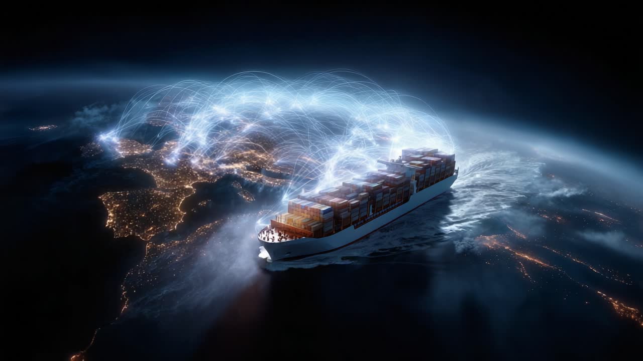 A Majestic Container Ship Navigating Oceans with a Network of Light ...