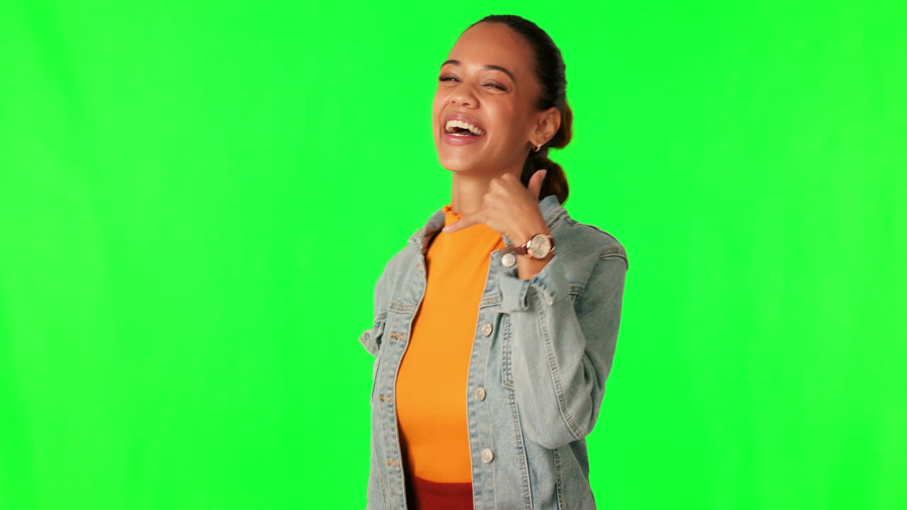 Call me, green screen and a happy young woman Premium Stock Video Footage