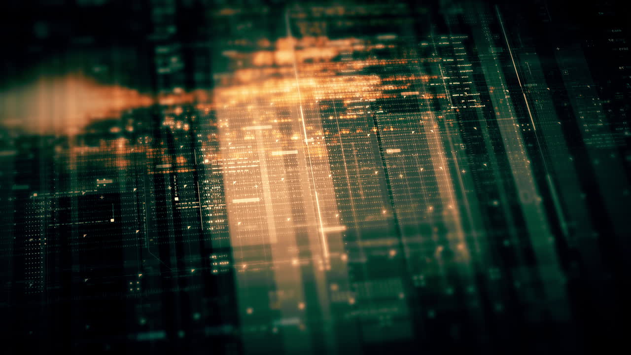 Premium stock video - Immersive data matrix simulation ui with cutting ...