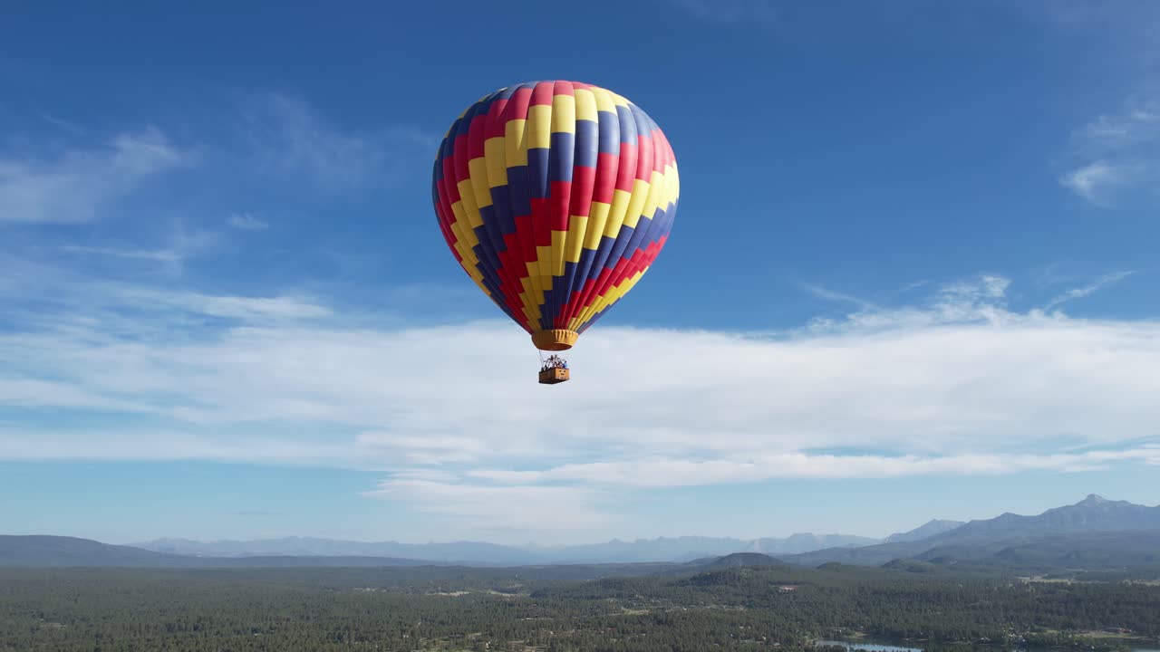 Premium stock video - Aerial view of multicolored hot air balloon ...