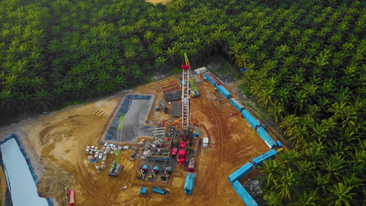 Cinematic 4K Drone Footage Of Onshore Drilling Rig Equipment Structure ...