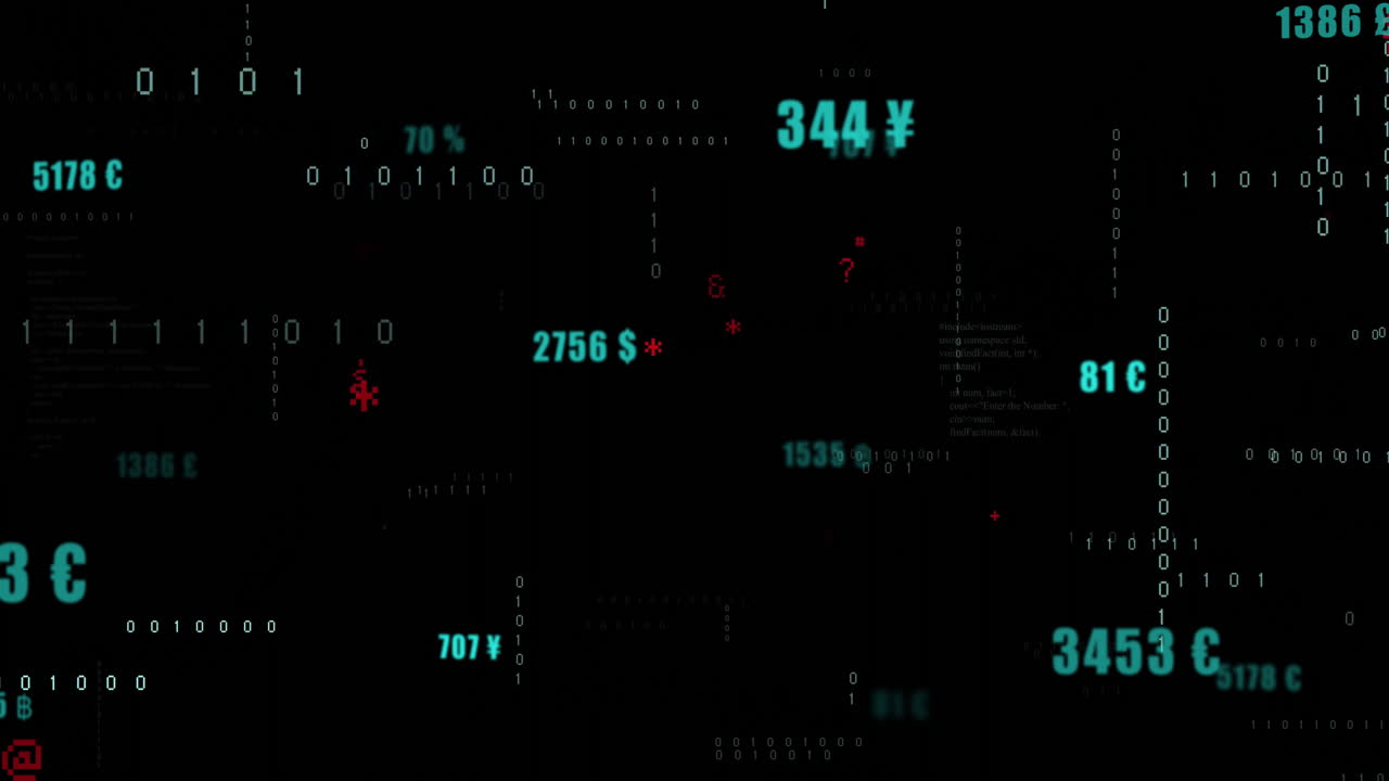 Premium stock video - Animation of digital data processing over binary coding