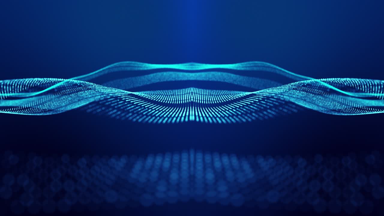 Sci-fi abstract theme with particle mirror waves. 4k looped abstract ...
