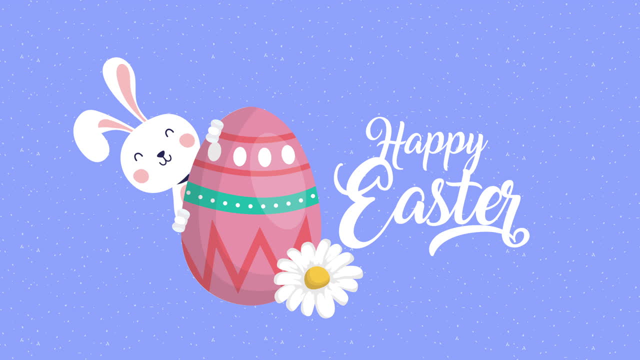 Happy easter animated card with rabbit and egg painted | Premium Stock ...