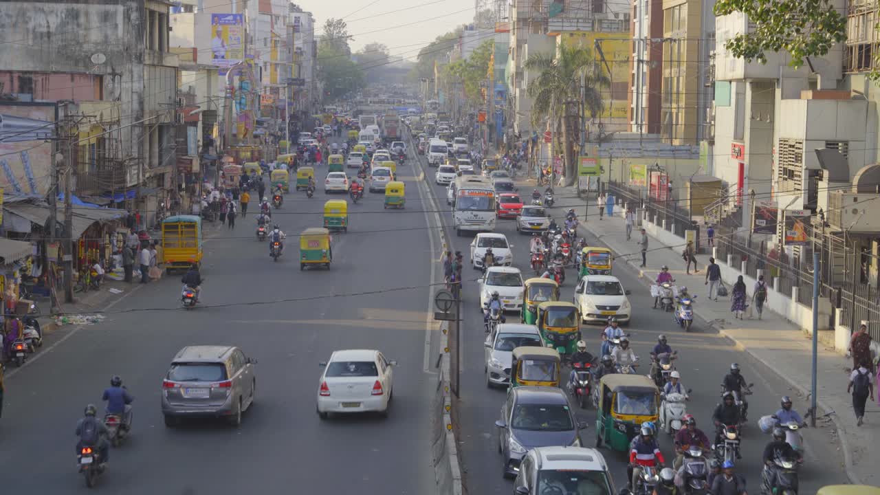 Premium stock video - Wide angle shot of traffic on hosur road near ...