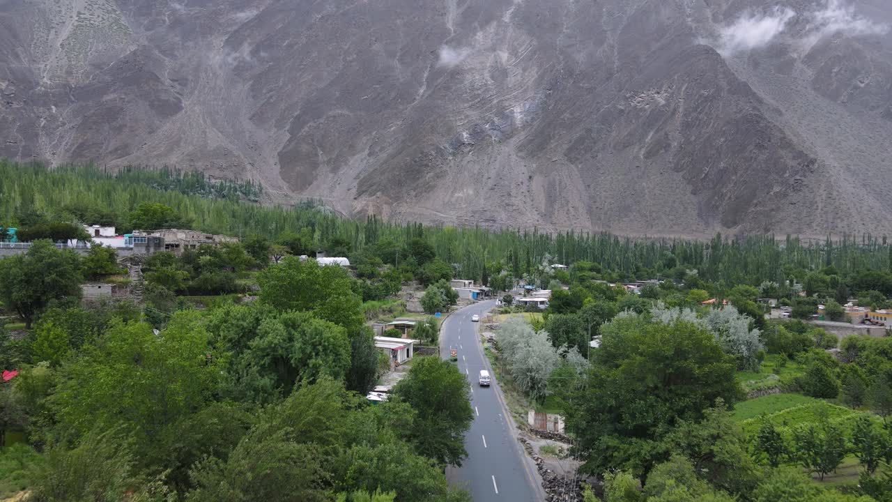 Premium stock video - Aerial view of village along karakoram highway in ...
