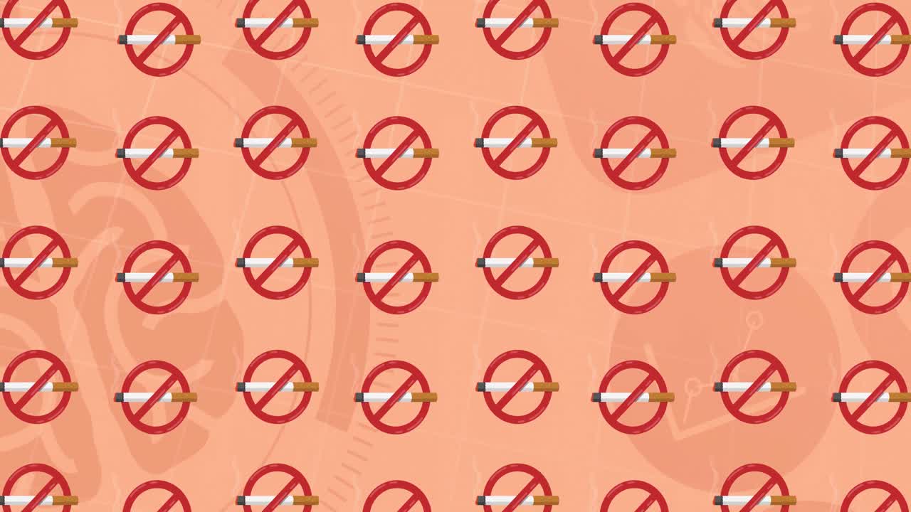 Animation Of Prohibition Signs With Cigarette Over Medical Icons Free ...