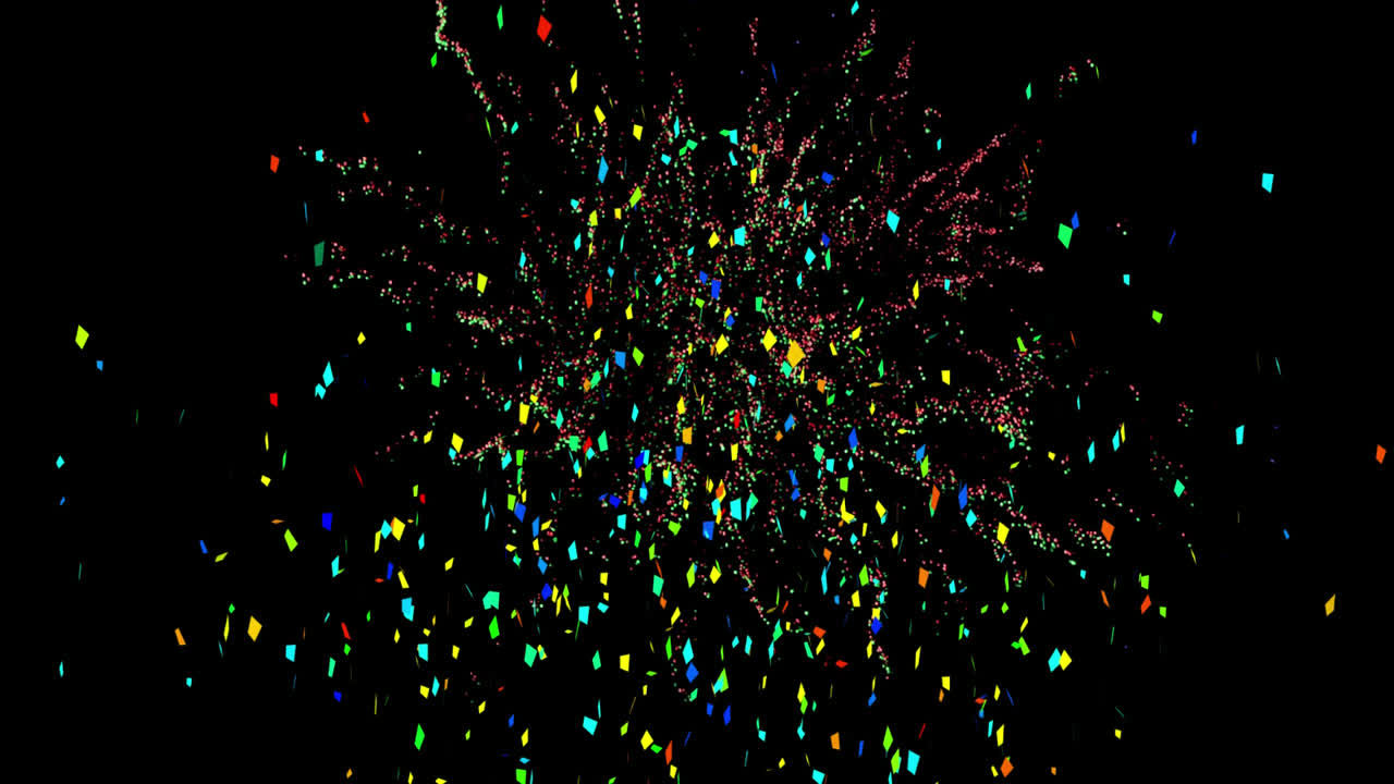 Premium stock video - Animation of multi coloured confetti falling over black background