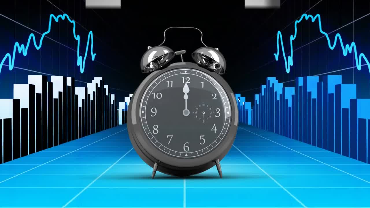 Alarm clock, graphs and charts | Premium Stock Video Footage