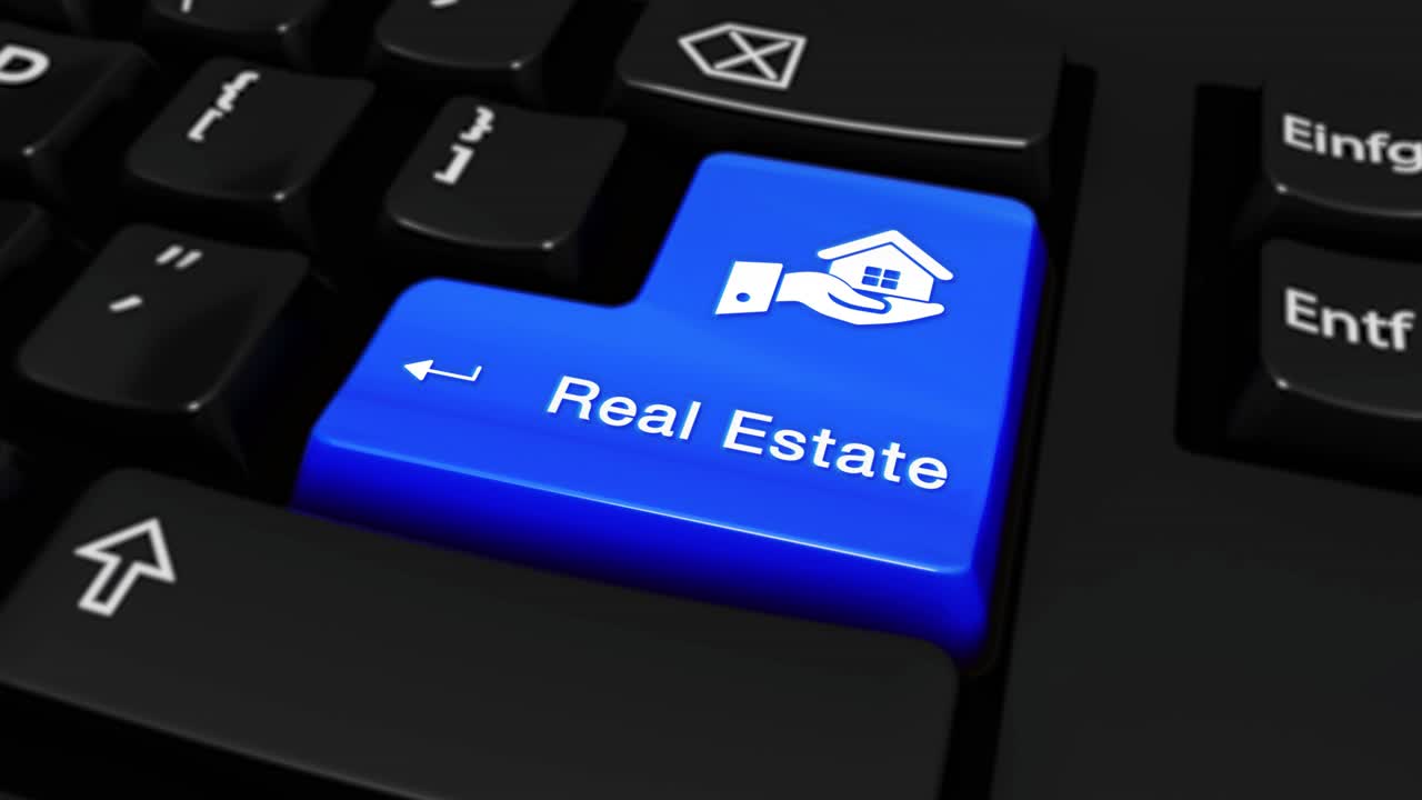Real Estate Button on Keyboard | Premium Stock Video Footage