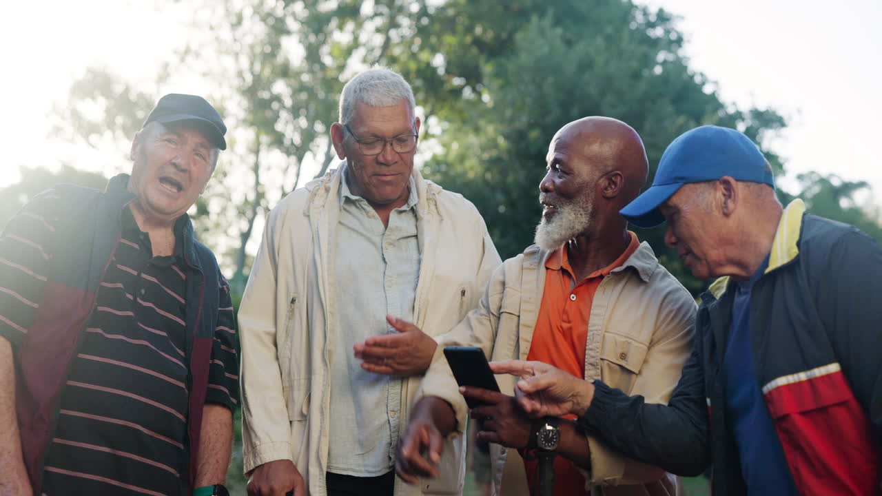 Group of Senior Men Discussing in a Park | Premium Stock Video Footage