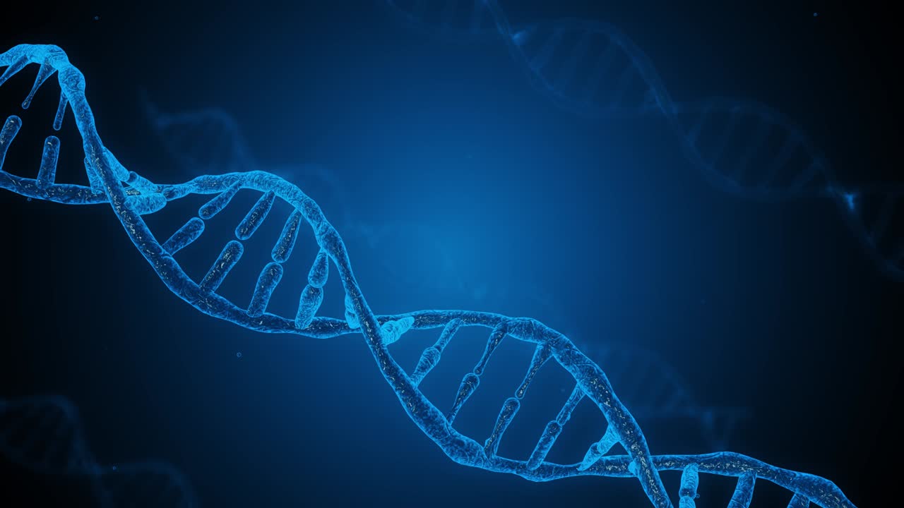 3D animation of DNA Molecule. The lens slides from top right to bottom ...