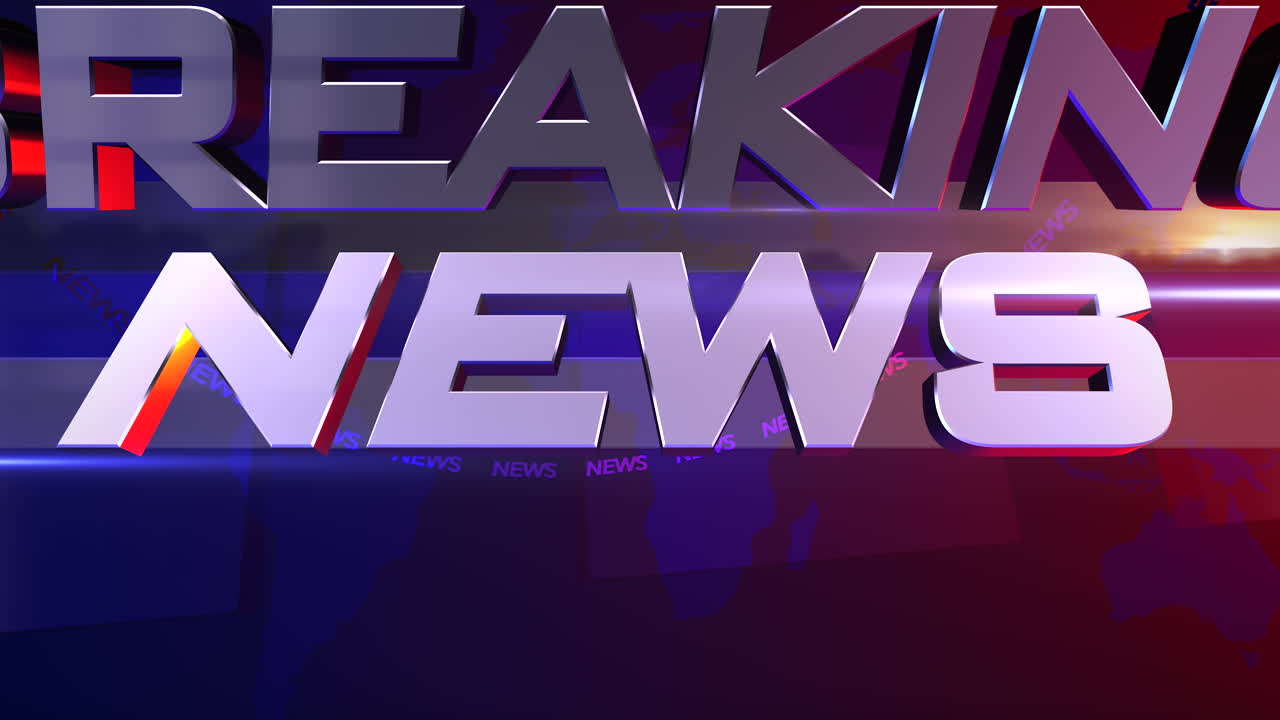 Premium stock video - Animation text breaking news and news intro graphic with lines and world ...