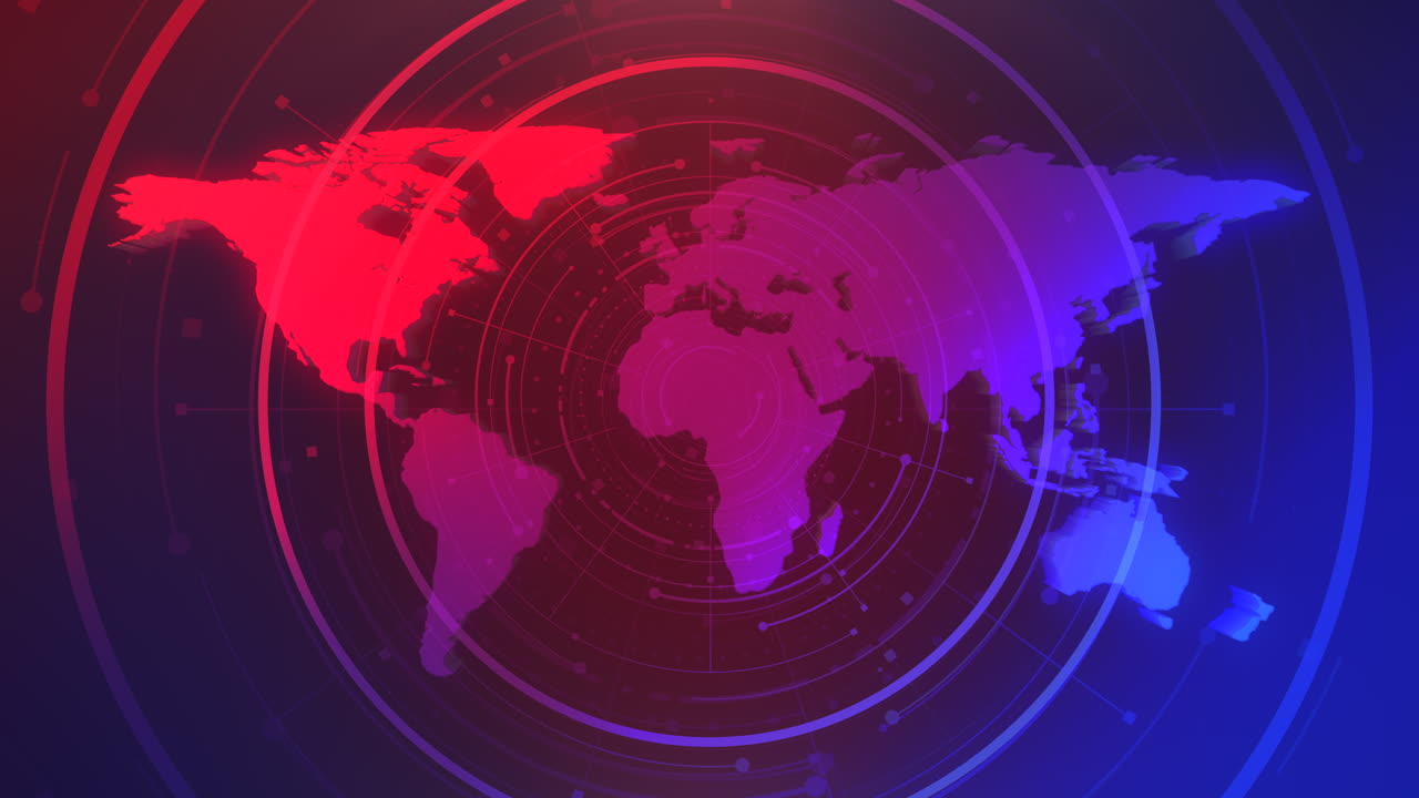 News intro graphic animation with grid and world map Premium Stock Video Footage