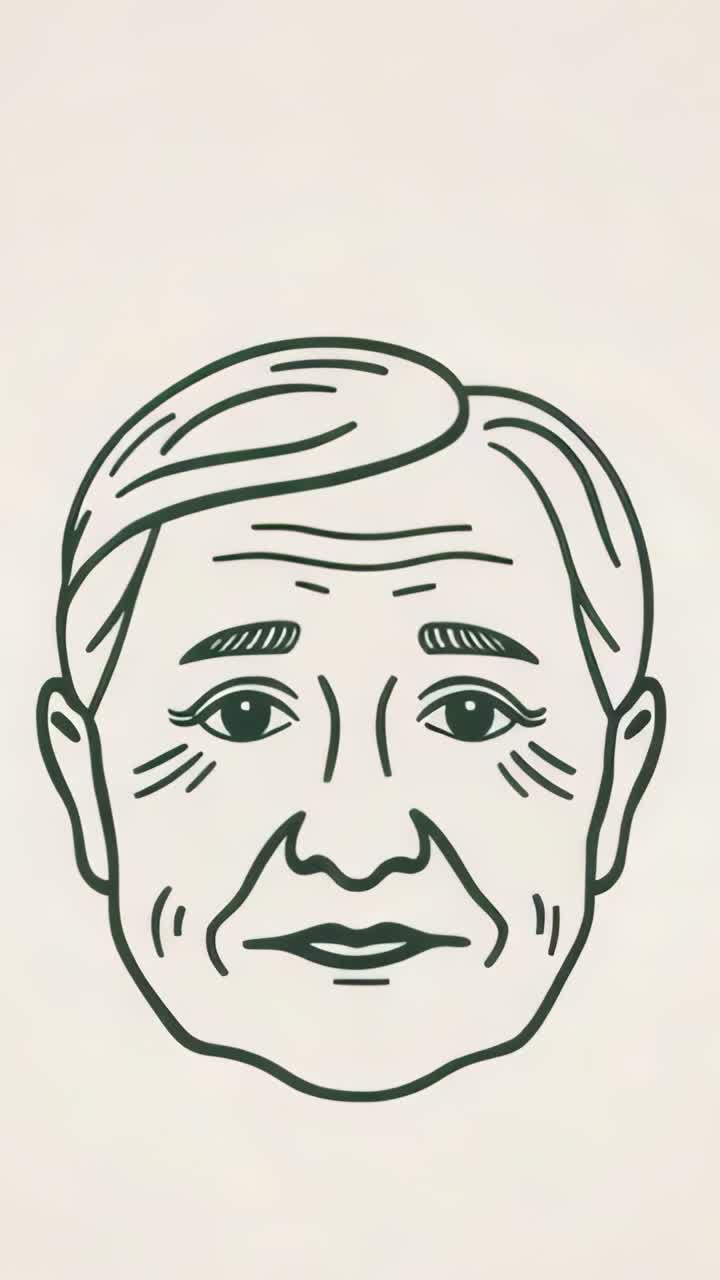 Vertical video: After one second senior male drawing blinking on cream ...