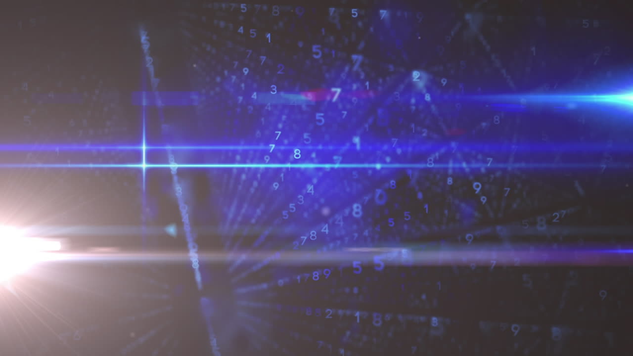 Premium stock video - Animation of glowing light over binary coding and data processing