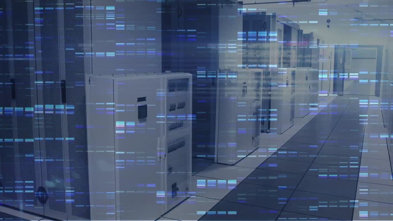 Animation Of Blue Mosaic Squares Against Computer Server Room Free Stock Video Footage Download ...