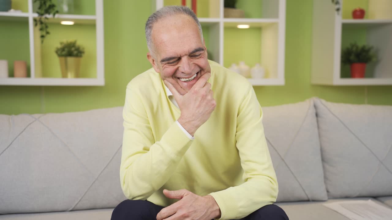 The retired old man, remembering the old days, gets emotional. Premium ...